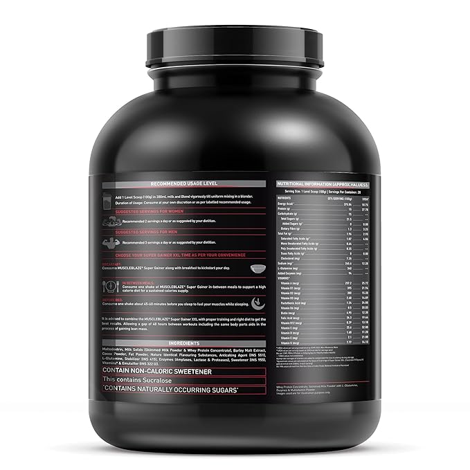 MuscleBlaze Super Gainer Xxl Powder (Chocolate,2 Kg / 4.4Lbs,20 ...